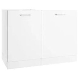 Sp&uuml;lenschrank KOCHSTATION "KS-Milan", wei&szlig;, B:110cm H:82cm T:60cm, Holzwerkstoff, Schr&auml;nke, Sp&uuml;lenschrank, Sp&uuml;lzentrum 110 cm, matte oder hochgl&auml;nzende Fronten