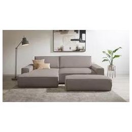 Polsterecke Home Affaire "SHERWOOD XXL tief, L-Form, Schlaffunktion, Bigsofa, Cord, Leinenoptik", taupe, B:284cm H:90cm T:135cm, 100% Polyester, Sofas, stellbar zum Schlafsofa (Krokodilverbinder), Cord, Leinenoptik
