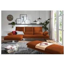 Ecksofa W.Schillig "broadway, Designsofa mit tollem Sitzkomfort, L-Form", braun (cognac z69), B:291cm H:94cm T:164cm, Longlife Xtra-Leder Z69: Das feinnarbige, gedeckte Softleder Z69 besticht durch seine au&szlig;ergew&ouml;hnliche Weichheit im trendigen &raquo;Vintage-Look&laquo;, Hautst&auml;rke 0, 9 - 1, 1 mm, Sofas, Ecksofa, Sitztiefenverstellung, Kopfteil- & Seitenteilverstellung, Breite 291cm