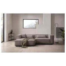 Ecksofa "PIARA mit Kedernaht, Cord, Leinenoptik o. Strukturstoff, Couch, L-Form", taupe, B:267cm H:66cm T:167cm, 100% Polyester, LeGer Home by Lena Gercke, Sofas, Ecksofa, wahlweise Ottomane rechts/links, schwarze F&uuml;&szlig;e, bequemer Sitzkomfort