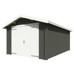 Einzelcarport Nordic Holz "MAURITIUS 34", gr&uuml;n (gr&uuml;ngrau), B/H/T: 381,8cm x 197cm x 560cm, Carports, breites Vollholz-Garagentor