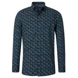 Langarmhemd Casamoda "Casamoda Freizeithemd Print", Herren, Gr. L, Normalgr&ouml;&szlig;en, blau, 100% Baumwolle, bedruckt, comfort fit, Hemden