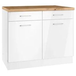 Unterschrank KOCHSTATION "KS-Milan", wei&szlig; (wei&szlig; hochglanz), B:100cm H:86cm T:60cm, MDF, Schr&auml;nke, Unterschrank, Unterschrank 100 cm, matte oder hochgl&auml;nzende Fronten