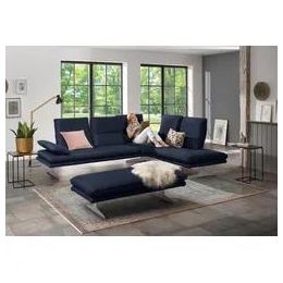 Ecksofa W.Schillig "broadway, Designsofa, mit tollem Sitzkomfort, L-Form", blau (blau z59), B:284cm H:94cm T:224cm, Longlife Xtra-Leder Z59: Glattleder mit modischer Pr&auml;gung. Hautst&auml;rke 0, 9 - 1, 1 mm, Sofas, Ecksofa, Sitztiefenverstellung, Kopfteil- & Seitenteilverstellung, Breite 284cm