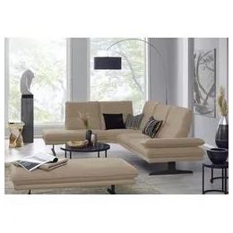 Ecksofa W.Schillig "broadway, Designsofa, toller Sitzkomfort, zeitlos, elegant, L-Form", braun (stone z59), B:284cm H:94cm T:224cm, Longlife Xtra-Leder Z59: Glattleder mit modischer Pr&auml;gung. Hautst&auml;rke 0, 9 - 1, 1 mm, Sofas, Ecksofa, Sitztiefenverstellung, Kopfteil- & Seitenteilverstellung, Breite 284cm