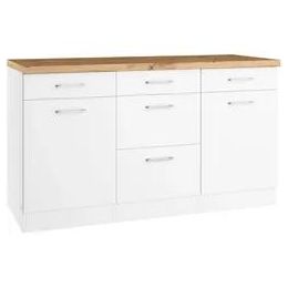 Unterschrank KOCHSTATION "KS-Milan", wei&szlig;, B:150cm H:86cm T:60cm, Holzwerkstoff, Schr&auml;nke, Unterschrank, Unterschrank 150 cm, matte oder hochgl&auml;nzende Fronten