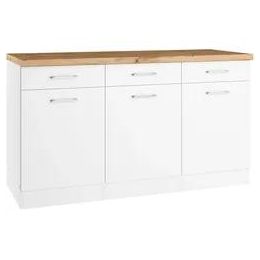 Unterschrank KOCHSTATION "KS-Milan", wei&szlig;, B:150cm H:86cm T:60cm, Holzwerkstoff, Schr&auml;nke, Unterschrank, Unterschrank 150 cm, matte oder hochgl&auml;nzende Fronten