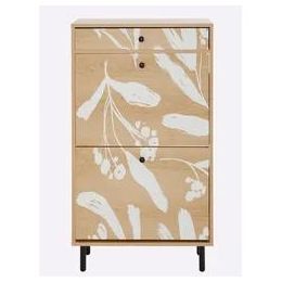 Schuhschrank Heine HOME, beige (natur, wei&szlig;), B:60cm H:106cm T:24cm, MDF, Schr&auml;nke, Schuhschrank