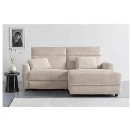 Ecksofa OTTO HOME "JENNA L-Form, 209cm - OTTO. Verl&auml;ssliche Qualit&auml;t.", transparent (creme), B:209cm H:100,5cm T:163cm, 90% POLYESTER, 10% NYLON, Sofas, Ecksofa, manuelle o. elektrische Relaxfunktion, USB A/C, weicher Sitz, Cord.