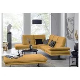Ecksofa W.Schillig "broadway, Designsofa, toller Sitzkomfort, zeitlos, elegant, L-Form", gelb (kurkuma z69), B:284cm H:94cm T:224cm, Longlife Xtra-Leder Z69: Das feinnarbige, gedeckte Softleder Z69 besticht durch seine au&szlig;ergew&ouml;hnliche Weichheit im trendigen &raquo;Vintage-Look&laquo;, Hautst&auml;rke 0, 9 - 1, 1 mm, Sofas, Ecksofa, Sitztiefenverstellung, Kopfteil- & Seitenteilverstellung, Breite 284cm