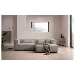 Ecksofa "PIARA mit Kedernaht, Cord, Leinenoptik o. Strukturstoff, Couch, L-Form", greige, B:267cm H:66cm T:167cm, 100% Polyester, LeGer Home by Lena Gercke, Sofas, Ecksofa, wahlweise Ottomane rechts/links, schwarze F&uuml;&szlig;e, bequemer Sitzkomfort, Topseller