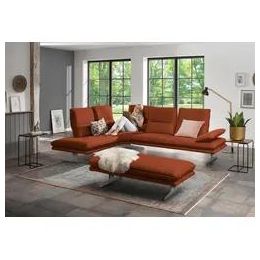 Ecksofa W.Schillig "broadway, Designsofa, mit tollem Sitzkomfort, L-Form", braun (cognac z69), B:284cm H:94cm T:224cm, Longlife Xtra-Leder Z69: Das feinnarbige, gedeckte Softleder Z69 besticht durch seine au&szlig;ergew&ouml;hnliche Weichheit im trendigen &raquo;Vintage-Look&laquo;, Hautst&auml;rke 0, 9 - 1, 1 mm, Sofas, Ecksofa, Sitztiefenverstellung, Kopfteil- & Seitenteilverstellung, Breite 284cm