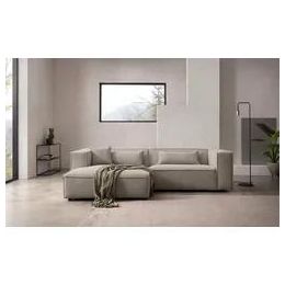 Ecksofa "PIARA mit Kedernaht, Cord, Leinenoptik o. Strukturstoff, Couch, L-Form", greige, B:267cm H:66cm T:167cm, 100% Polyester, LeGer Home by Lena Gercke, Sofas, Ecksofa, wahlweise Ottomane rechts/links, schwarze F&uuml;&szlig;e, bequemer Sitzkomfort
