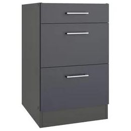Unterschrank KOCHSTATION "KS-Milan", grau (anthrazit), B:50cm H:82cm T:60cm, Holzwerkstoff, Schr&auml;nke, Unterschrank, Auszugschrank 50 cm, matte oder hochgl&auml;nzende Fronten