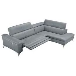 Ecksofa Egoitaliano "Martine, Multifunktionssofa mit Komfortfunktionen, edel und bequem", blau (himmel), B:272cm H:96cm T:203cm, Leder NUVOLE (Echtes Rindsleder). Halbnat&uuml;rliches, halbnarbiges Rindsleder mit einer nat&uuml;rlichen K&ouml;rnung von 1, 2 bis 1, 4 mm. Dieses Leder hat eine weiche, wachsartige Haptik mit mattem Aussehen und einem Wolkeneffekt. Es handelt sich um ein Naturleder, das die urspr&uuml;ng