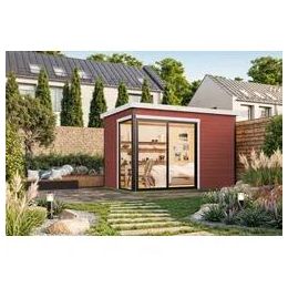Lasita Maja Gartenhaus NORDIC HOLZ "AUSTIN 2", rot (schwedenrot), Fu&szlig;boden im Gartenhaus, ohne Dacheindeckung, Massivholz, Gartenh&auml;user, Gartenhaus