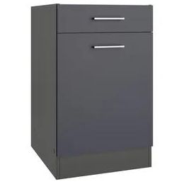 Unterschrank KOCHSTATION "KS-Milan", grau (anthrazit), B:50cm H:82cm T:60cm, Holzwerkstoff, Schr&auml;nke, Unterschrank, Unterschrank 50 cm, matte oder hochgl&auml;nzende Fronten