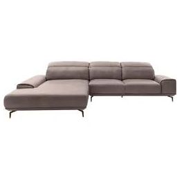 Wohnlandschaft Musterring "MR 2490 Ecksofa mit erstklassigem Sitzkomfort, Long-Life-Leder", grau (light grau, b), B:342cm T:207cm, Sofas, Wohnlandschaft, Bronze-Fu&szlig;, Sitzh&ouml;he 48cm, wahlweise mit Funktionen, Ma&szlig;e 342 x 207 cm