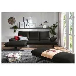 Ecksofa W.Schillig "broadway, Designsofa mit tollem Sitzkomfort", schwarz (schwarz z59), B:291cm H:94cm T:164cm, Longlife Xtra-Leder Z59: Glattleder mit modischer Pr&auml;gung. Hautst&auml;rke 0, 9 - 1, 1 mm, Sofas, Ecksofa, Sitztiefenverstellung, Kopfteil- & Seitenteilverstellung, Breite 291cm