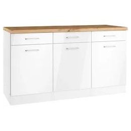 Unterschrank KOCHSTATION "KS-Milan", wei&szlig; (wei&szlig; hochglanz), B:150cm H:86cm T:60cm, MDF, Schr&auml;nke, Unterschrank, Unterschrank 150 cm, matte oder hochgl&auml;nzende Fronten