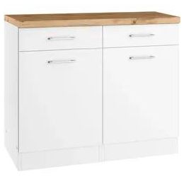 Unterschrank KOCHSTATION "KS-Milan", wei&szlig;, B:100cm H:86cm T:60cm, Holzwerkstoff, Schr&auml;nke, Unterschrank, Unterschrank 100 cm, matte oder hochgl&auml;nzende Fronten