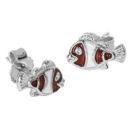 Paar Ohrstecker OSTSEE-SCHMUCK "OSTSEE-SCHMUCK Ohrstecker kleiner Fisch Ohrstecker kleiner Fisch", rot, Ohrringe, Damen, 9 x 5mm, Silber 925 (Sterlingsilber)