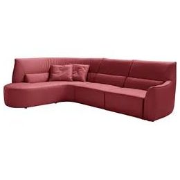 Ecksofa Egoitaliano "Puffy, extravagant & edel, Retro Designsofa, hoher Sitzkomfort, L-Form", rot (kirschrot), B:330cm H:88cm T:205cm, Leder &raquo;BULL&laquo; (echtes Rindsleder). Geschliffenes, pigmentiertes und behandeltes Rindsleder mit einer Dicke von 1, 3-1, 5 mm. Dieses Leder zeigt eine ziemlich weiche Hand mit einem halb undurchsichtigen Aussehen. Es handelt sich um ein gesch&uuml;tztes Leder. Eine leichte