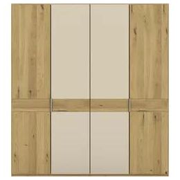 Kleiderschrank Musterring "Savona, Kleiderschrank, Schrank, Garderobe, teilmassiv Eiche", beige (braun), B:200cm H:216cm, Schr&auml;nke, Kleiderschrank, T&uuml;ren in Bianco-Eiche massiv, Spiegel-/Glast&uuml;ren, verschiedene Gr&ouml;&szlig;en