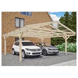 Skan Holz Doppelcarport SKANHOLZ "Westerwald", beige (natur), B/H/T: 220cm x, Carports