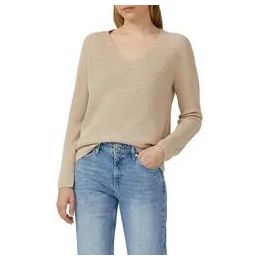 Strickpullover s.Oliver, Damen, Gr. 42, beige, Strick, Obermaterial: 60% Baumwolle, 40% Polyacryl, unifarben, regular fit taillenbedeckt, V-Ausschnitt, B&uuml;ndchen, Pullover Strickpullover, mit V-Ausschnitt