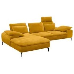 Ecksofa W.Schillig "valentinoo, Designsofa, bequem, elegant und zeitlos, L-Form", gelb (sunrise z73), B:299cm H:83cm T:178cm, Longlife Xtra-Leder Z73: Naturwalkleder der Luxusklasse aus den erlesensten Rohh&auml;uten. Hautst&auml;rke 1, 1 &ndash; 1, 3 mm, Sofas, Ecksofa, inklusive Hocker, mit Sitztiefenverstellung, Breite 299 cm