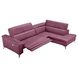 Ecksofa Egoitaliano "Martine, Multifunktionssofa mit Komfortfunktionen, edel und bequem", lila (violett), B:272cm H:96cm T:203cm, Leder NUVOLE (Echtes Rindsleder). Halbnat&uuml;rliches, halbnarbiges Rindsleder mit einer nat&uuml;rlichen K&ouml;rnung von 1, 2 bis 1, 4 mm. Dieses Leder hat eine weiche, wachsartige Haptik mit mattem Aussehen und einem Wolkeneffekt. Es handelt sich um ein Naturleder, das die urspr&uuml;n