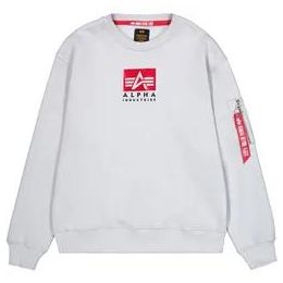 Sweater Alpha Industries "Satin Logo Sweatshirt", Herren, Gr. S, grau (pastel grau), Obermaterial: 80% Baumwolle, 20% Polyester, regular fit, Sweatshirts Sweater