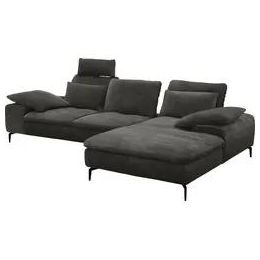 Ecksofa W.Schillig "valentinoo, Designsofa, bequem, elegant und zeitlos, L-Form", grau (graphit z73), B:299cm H:83cm T:178cm, Longlife Xtra-Leder Z73: Naturwalkleder der Luxusklasse aus den erlesensten Rohh&auml;uten. Hautst&auml;rke 1, 1 &ndash; 1, 3 mm, Sofas, Ecksofa, inklusive Hocker, mit Sitztiefenverstellung, Breite 299 cm