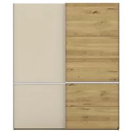 Schwebet&uuml;renschrank Musterring "Savona, Kleiderschrank, Schrank, Garderobe, mit Schiebet&uuml;ren", beige (braun), B:200cm H:236cm, Schr&auml;nke, Schwebet&uuml;renschrank, T&uuml;ren Bianco-Eiche massiv, Spiegel-/Glast&uuml;ren, eingelegte Chromleiste