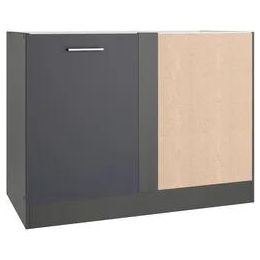 Eckunterschrank KOCHSTATION "KS-Milan", grau (anthrazit), B:110cm H:82cm T:60cm, Holzwerkstoff, Schr&auml;nke, Eckunterschrank, Eckunterschrank 110 cm, matte oder hochgl&auml;nzende Fronten