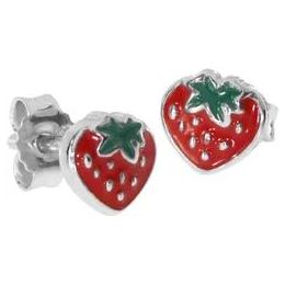 Paar Ohrstecker OSTSEE-SCHMUCK "OSTSEE-SCHMUCK Ohrstecker Erdbeere Ohrstecker Erdbeere", rot, Ohrringe, Damen, 6 x 6mm, Silber 925 (Sterlingsilber)
