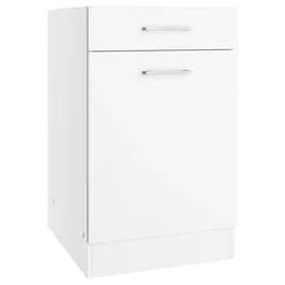 Unterschrank KOCHSTATION "KS-Milan", wei&szlig;, B:50cm H:82cm T:60cm, Holzwerkstoff, Schr&auml;nke, Unterschrank, Unterschrank 50 cm, matte oder hochgl&auml;nzende Fronten