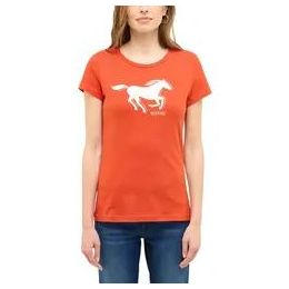Kurzarmshirt Mustang "Damen Style Loa", Damen, Gr. M, rot, Jersey, 100% Baumwolle, Rundhals, Shirts