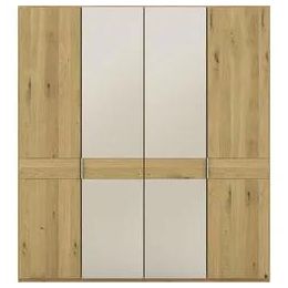 Kleiderschrank Musterring "Savona, Kleiderschrank, Schrank, Garderobe, teilmassiv Eiche", braun, B:200cm H:216cm, Schr&auml;nke, Kleiderschrank, T&uuml;ren in Bianco-Eiche massiv, Spiegel-/Glast&uuml;ren, verschiedene Gr&ouml;&szlig;en