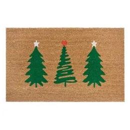 Fu&szlig;matte Hanse Home "Mix Mats Kokos Decorated Pine Trees, T&uuml;rmatte", braun, B:75cm H:15mm L:45cm, Kokos, Teppiche, Fu&szlig;matte, Weihnachten, Schmutzfangmatte, Outdoor, Rutschfest, Innen, Kokosmatte