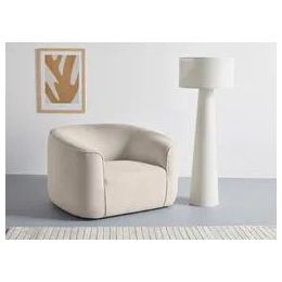 Sessel "LYZA Relaxsessel, Loungesessel, Ma&szlig;e B/T/H: 113/95/71 cm", beige (creme), B:113cm H:71cm T:95cm, 100% Polyester, LeGer Home by Lena Gercke, Sessel, Sessel, organische Form, mit Wellenunterfederung, gem&uuml;tlich und modern