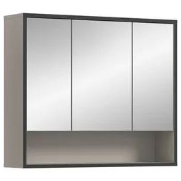 Spiegelschrank Welltime "Locri, H&ouml;he 68 cm, 2 Spiegelt&uuml;ren", schwarz (kashmir nachbildung, schwarz), B:80cm H:68cm T:19cm, FSC-zertifizierter Holzwerkstoff, Schr&auml;nke, Spiegelschrank, modernes Design, Spiegelschrank, Badschrank, Bad