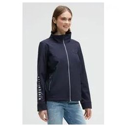 Softshelljacke SOCCX, Damen, Gr. M, blau, Softshell, Material Oberstoff Au&szlig;enseite: 92% Polyester, 8% Elasthan, Material Oberstoff Innenseite: 100% Polyester, bedruckt, bestickt, slim fit normal, eingesetzt gerader Abschluss, Jacken Softshelljacke, mit Stehkragen
