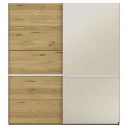 Schwebet&uuml;renschrank Musterring "Savona, Kleiderschrank, Schrank, Garderobe, mit Schiebet&uuml;ren", braun, B:200cm H:217cm, Schr&auml;nke, Schwebet&uuml;renschrank, T&uuml;ren Bianco-Eiche massiv, Spiegel-/Glast&uuml;ren, eingelegte Chromleiste