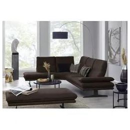 Ecksofa W.Schillig "broadway, Designsofa, toller Sitzkomfort, zeitlos, elegant, L-Form", braun (braun z59), B:284cm H:94cm T:224cm, Longlife Xtra-Leder Z59: Glattleder mit modischer Pr&auml;gung. Hautst&auml;rke 0, 9 - 1, 1 mm, Sofas, Ecksofa, Sitztiefenverstellung, Kopfteil- & Seitenteilverstellung, Breite 284cm