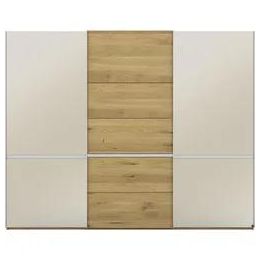Schwebet&uuml;renschrank Musterring "Savona, Kleiderschrank, Schrank, Garderobe, mit Schiebet&uuml;ren", braun, B:300cm H:236cm, Schr&auml;nke, Schwebet&uuml;renschrank, T&uuml;ren Bianco-Eiche massiv, Spiegel-/Glast&uuml;ren, eingelegte Chromleiste