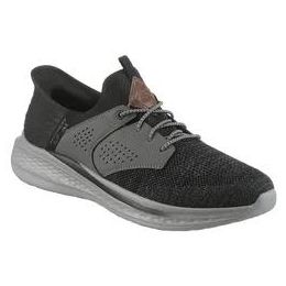 Slip-On Sneaker Skechers "SLADE-CASTER", Herren, Gr. 41, schwarz (schwarz, grau), Lederimitat, Textil, meliert, Schuhe, Slipper, Sneaker mit Gummizug und Slip-ins
