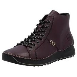 Schn&uuml;rboots Rieker, Damen, Gr. 38, brombeere, Lederimitat, unifarben, Schuhe Schn&uuml;rboots, Schn&uuml;rstiefelette, High Top Sneaker, Plateauboots mit Profilsohle