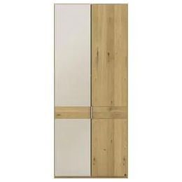 Kleiderschrank Musterring "Savona, Kleiderschrank, Schrank, Garderobe, teilmassiv Eiche", braun, B:100cm H:236cm, Schr&auml;nke, Kleiderschrank, T&uuml;ren in Bianco-Eiche massiv, Spiegel-/Glast&uuml;ren, verschiedene Gr&ouml;&szlig;en